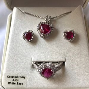 Jewelry | Ruby White Sapphire 3 Pcs Silver Box Set | Poshmark
